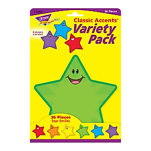 TREND ENTERPRISES Accents, Star Smiles Classic, 5-1/2-Inch Tall, 36/Pack, Multi (TEPT10907)