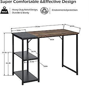 Homy Casa Inc Dembe Shelves 100CM A Desk, Black,Brown