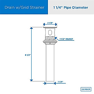 DANZE DA505084 1 1/4" Metal Grid Strainer Assembly with Overflow Chrome, Brushed Nickel