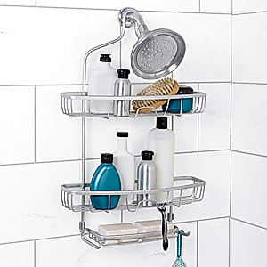 Zenna Home NeverRust Aluminum Extra Wide Hanging Shower Caddy, Satin Chrome
