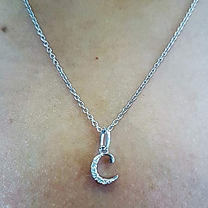 Dazzlingrock Collection 0.05 Carat (ctw) 14K Diamond Lowercase Letter 'c' Initial Pendant for Mother's Day, White Gold