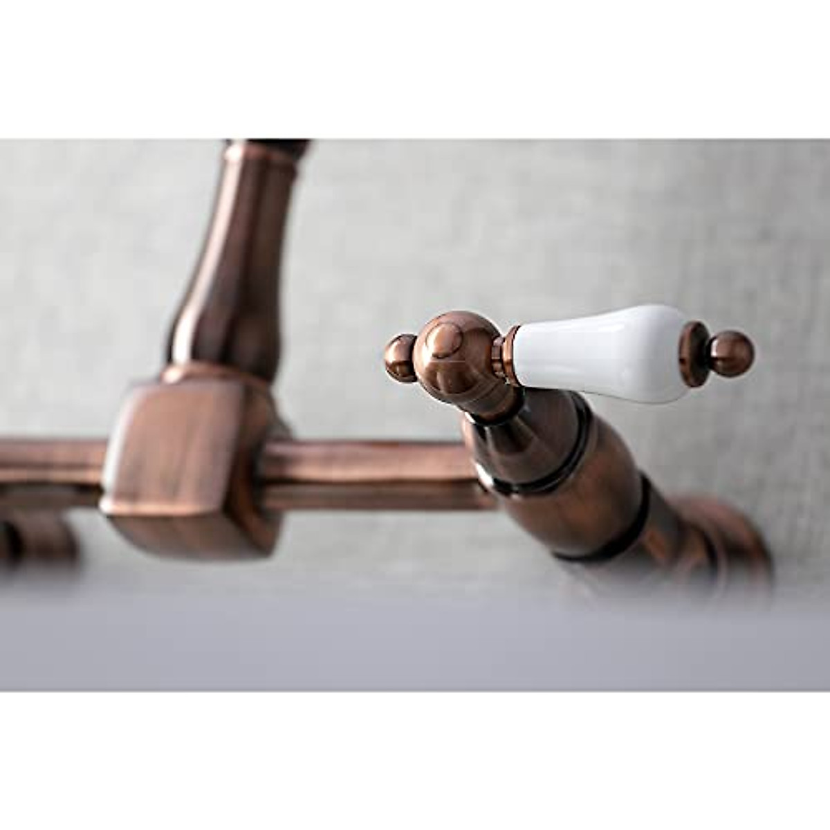 Kingston Brass KS124PLAC Heritage Bridge Kitchen Faucet, Antique Copper