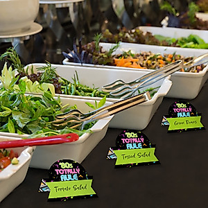 Big Dot of Happiness 80’s Retro - Totally 1980s Party Tent Buffet Card - Table Setting Name Place Cards - Set of 24