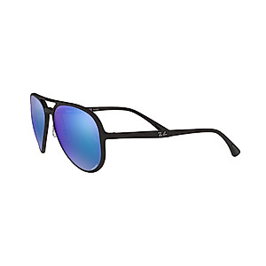 Ray-Ban Rb4320ch Chromance Aviator Sunglasses, Matte Black/Polarized Green Mirrored Blue, 58 mm