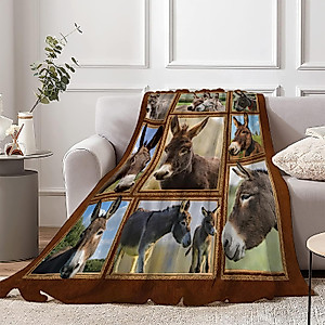 Donkey Blanket Soft Cozy Cute Donkey Flannel Fleece Throw Blanket Farm Animal Donkey Bedding Stuff Decor Warm Lightweight Plush Blanket Gifts for Lover Girls Boys Women Adults 50"x60"