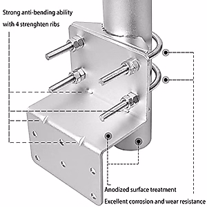 Technical Pole Mount Accessory for Outside Antenna(Signal Booster Antenna, Yagi Antenna, Antenna Expansion kit), Stronger Structure with Double U-Bolts (1 1/4" Diameter, 15 3/4" Length)