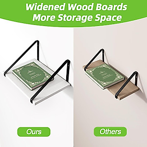 Fixwal 12 Inch Deep Shelves - White Floating Shelves, Rustic Wood Wall Shelf for Bathroom, Kitchen, Laundry Room, Living Room Decor