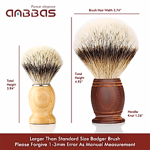 Anbbas 4.9inches Giant Shaving Brush Silvertip Badger Hair Quality Rosewood Handle, Perfect with Shaving Soap Cream, DE Straight Razor for Mens Close Shave