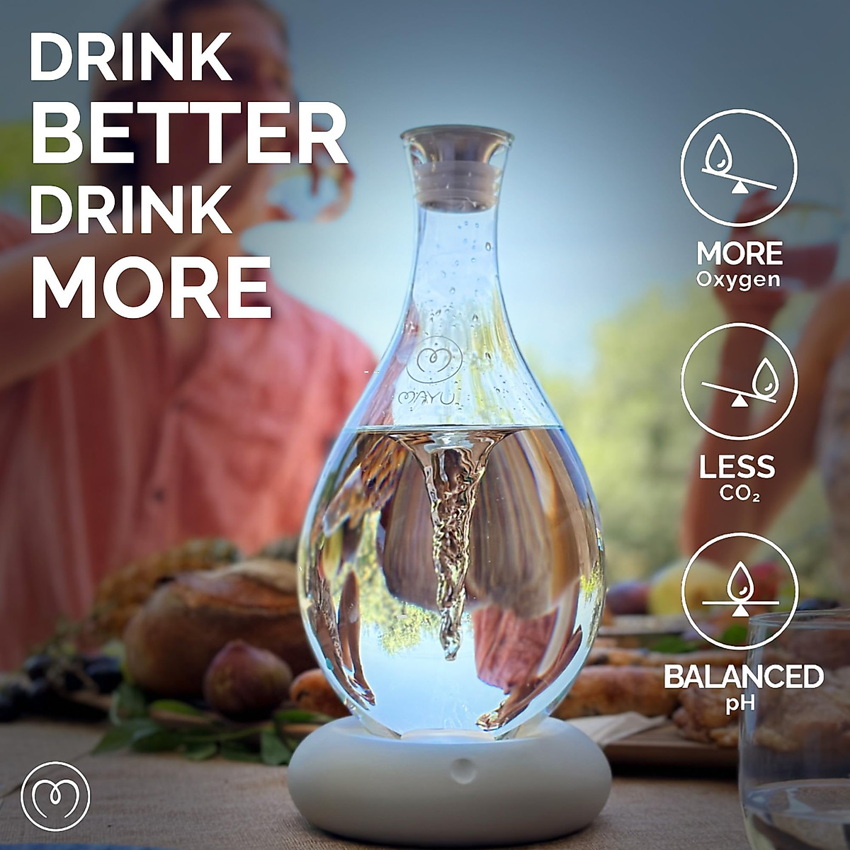 Mayu Swirl Structured Water Pitcher + 1.5 L | 50 Oz Premium Glass Bottle "Swirl & Sip Bundle"