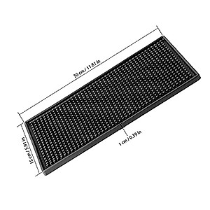 Rubber Service Bar Mat, Anti-slip12" x 6" Rubber Bar Spill Mat, 4 Pcs Premium PVC Pad for Kitchen, Restaurant, Countertop, Hotel, Beverages(4Pcs)