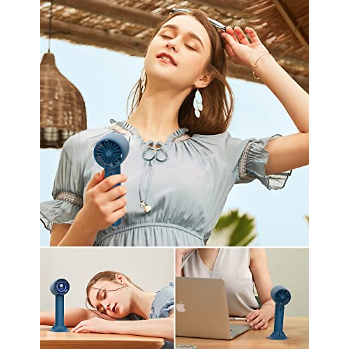 KENSUKA Portable Handheld Fan with Aromatherapy HA1, Personal USB Rechargeable Mini Turbo Fan with 3 Speed Adjustable and Desk Base, Pocket Hand Fans for Women, Travel, Makeup, Outdoor, Indoor.