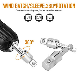 22pcs Flexible-Drill-Bit-Extension Set, 105°Right-Angle-Drill Attachment,Hex Shank Drill-Bit-Kit Rotatable Joint Socket 1/4 3/8 1/2 in Hex Socket Adapter Bendable Drill-Bit-Extension Screwdriver Bit…