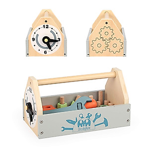 Wooden Tool Toy Toolbox Toddler Educational Construction Kids Toys Play Accessories Set Creative Gift for 3 Year Olds and Up Boys Girls