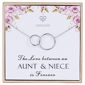 CHICLOVE Aunt and Niece Gift The Love Between Aunt & Niece is Forever Sterling Silver Necklace Aunt Niece Jewelry (aunt gifts from niece)