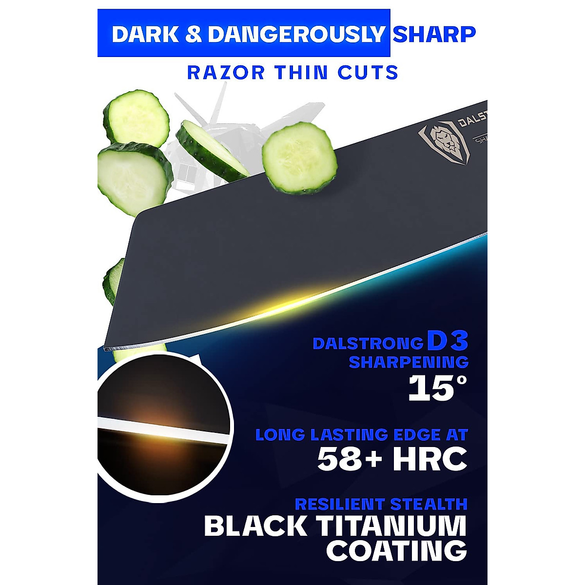 Dalstrong Kiritsuke Knife - 8.5 inch - Shadow Black Series - Black Titanium Nitride Coated - High Carbon - 7CR17MOV-X Vacuum Treated Steel Kitchen Knife - Sheath - Chef Knife - NSF Certified