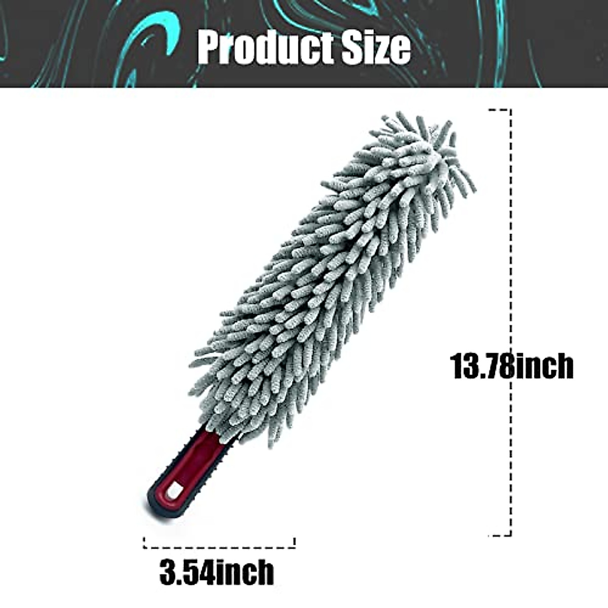 Mini Car Duster, Microfiber Car Detail Dash Duster, Comfort Handle, Car Interior Exterior Detailing Brush Accessories, for Car, Truck, SUV & RV (Grey)