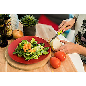 Coza Design- Durable Plastic Plate Set- BPA Free- Set of 6 (Bold Red)