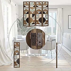 ECOMEX 4 Panel Room Divider,Freestanding Folding Room Divider Screen, Cutout Room Divider Wall, Room Dividers and Room Partition for Home Office（Classic Color）