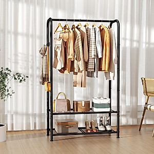 SINGAYE Clothing Racks For Hanging Clothes Rack Portable Closet Garment Coat Rack With Shelves Heavy Duty Hanger Stand Wardrobe Free Standing Closet