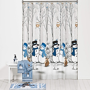 SKL Home Christmas Winter Friends Snowman Rug for Bath/Kitchen & Gift, Blue