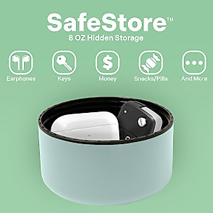 BackBook 32 oz Insulated Sports Water Bottle With 8 oz Storage Compartment, Double Wall Leak Proof Stainless Steel Bottle With 2 Lids for Sports and Travel, Cold and Hot Drinks, BPA-Free - Green