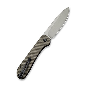 CIVIVI Pocket Folding Knife with 3.47" 14C28N Blade Micarta Handle, Button Lock Elementum Knife for EDC C2103C (Dark Green)