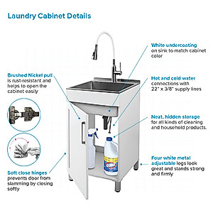 Transolid TC-2020-WCW. All-in-One Laundry/Utility Sink Kit in White, 19.7-in L x 19.7-in W x 34.6in H