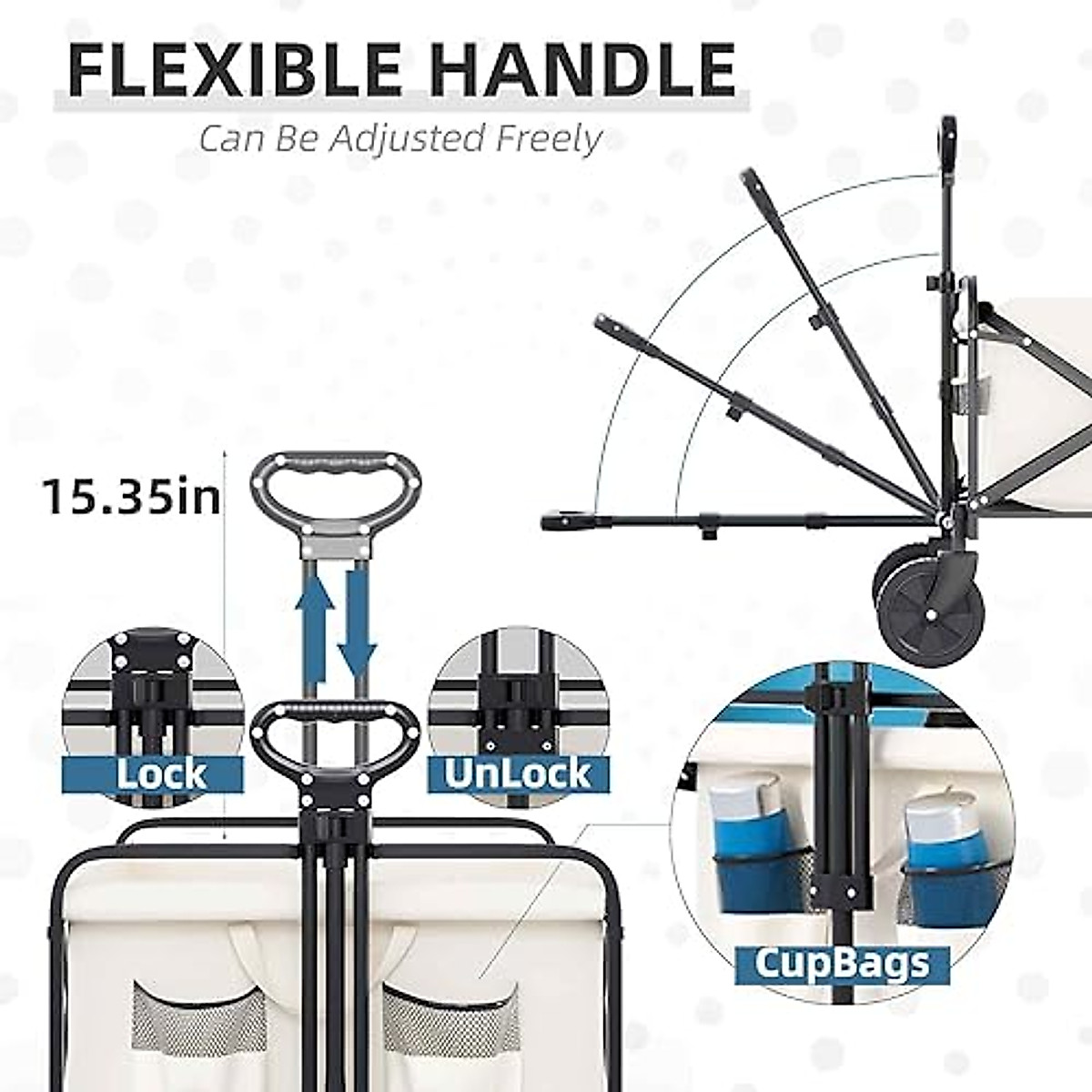 DreamQuest Wagon, Wagon Cart with Wheels Foldable,Load 260lbs Collapsible Folding Outdoor Utility Wagon Garden Carts for Transporting Heavy Loads, Shopping and Camping