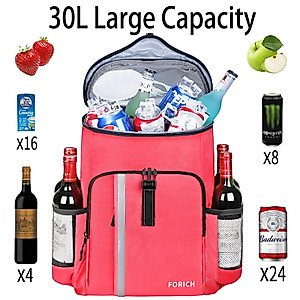 FORICH Backpack Cooler Leakproof Insulated Waterproof Backpack Cooler Bag, Lightweight Soft Beach Cooler Backpack for Men Women to Work Lunch Picnics Camping Hiking, 30 Cans