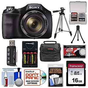 Sony Cyber-Shot DSC-H300 Digital Camera with 16GB Card + Batteries & Charger + Case + Tripod + Accessory Kit