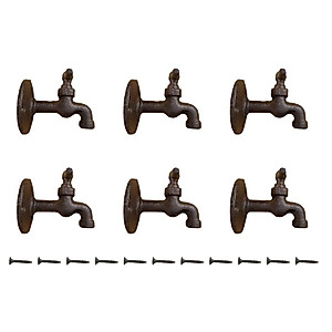 Midwest Craft House 6 Rustic Cast Iron Hooks, Faucet, Spigot Looking, Faux Faucet, Wall Hooks, Coat Hooks, Drawer Pulls