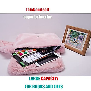 Fuzzy Fluffy Crossbody Messenger bag Faux Fur Plush Tote Bag for Women Purse Leopard Print Cheetah Y2K Chic Campus School Bag