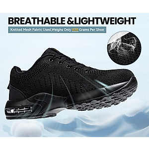 DYKHMILY Steel Toe Shoes for Women Steel Toe Sneaker Safety Shoes for Women Non Slip Resistant Work Shoe Composite Toe Shoe Comfortable Size 6,Black