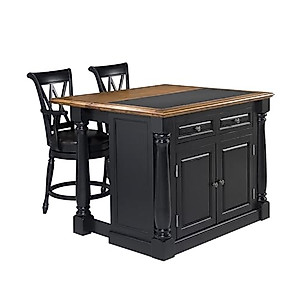 Monarch Black/Distressed Oak Kitchen Island with Granite Top by Home Styles