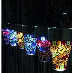 iFCOW Pathway Landscape Lighting, Solar Mosaic Garden Lights 3pcs Waterproof Mosaic LED Garden Light for Outdoor Christmas Garden Home Decoration