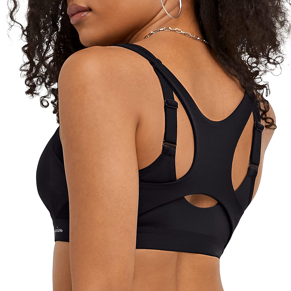 Champion womens Motion Control Zip Sports Bra, Black, 38D US