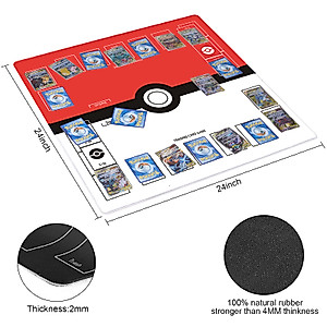 Biouai Playmat for Card Gameplay - Play Mat with Tube for 2 Player Trainer Game Playing（Red）