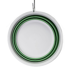 SAMMART 5.5L Set of 2 Collapsible Tub - Foldable Dish Tub - Portable Washing Basin - Space Saving Plastic Washtub (Grey + Dark Sea Green)