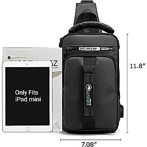 Peicees Sling Bag for Men Waterproof Sling Backpack Crossbody Chest Bag Purse with USB Charging Port for Travel Hiking