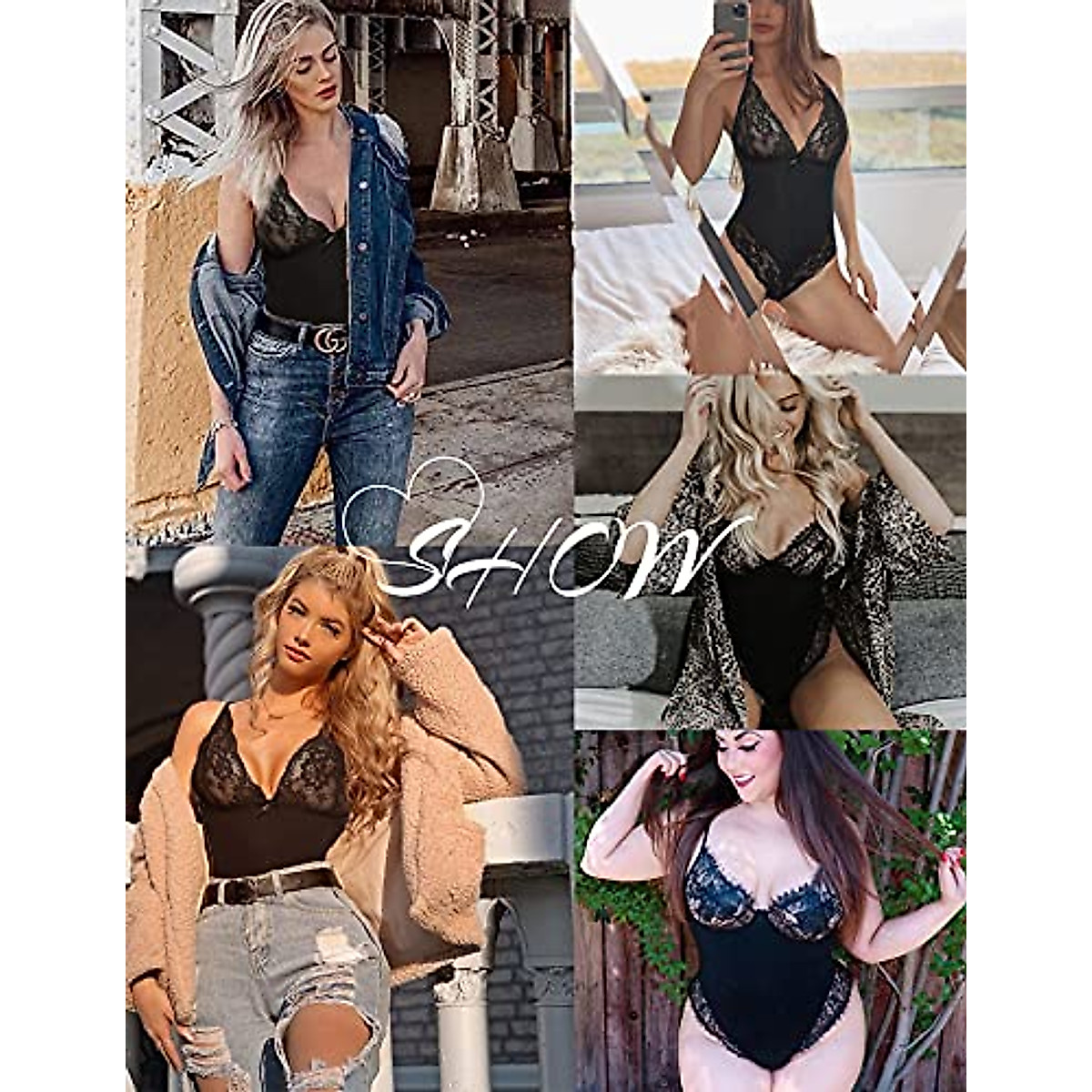 Avidlove Women Lingerie Bodysuit Snap Crotch Teddy One Piece Babydoll (Black,XL)