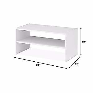 Whitmor Wood Stackable 2-Shelf Shoe Rack, White, 24 inches