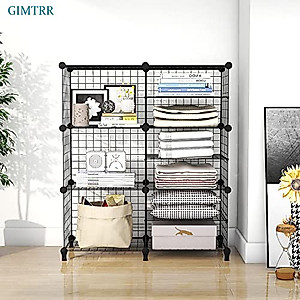 GIMTRR Closet Organizers and Storage, 3 * 6 Cubes Metal Wire Storage Shelf, Modular Cabinet Portable Bookcase for Bedroom, Bathroom, Office, Black