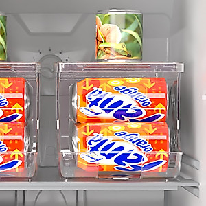 SCAVATA Soda Can Organizer for Refrigerator, Stackable Canned Food Pop Cans Container Can Holder Dispenser with Lid for Fridge Pantry Rack Freezer, Clear Plastic Storage Bins, Holds 12 Cans Each