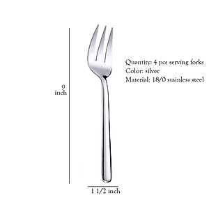 Enwinner Serving Platters Forks Stainless Steel Buffet 9 inch Utensils Cake Butter Pastry Servers (4 pcs serving forks)