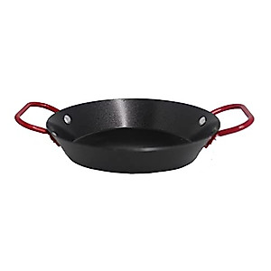 IMUSA USA Paella Pan, 6", Black with Red Handles