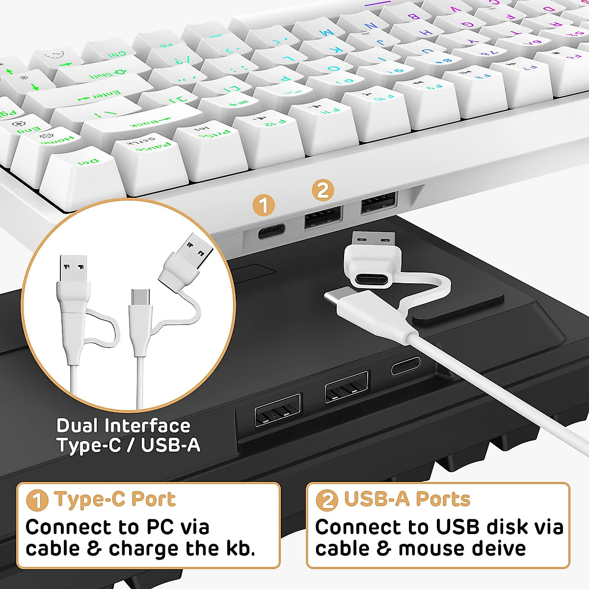 RK ROYAL KLUDGE RK84 Wired RGB 75% Hot Swappable Mechanical Keyboard, 84 Keys Tenkeyless TKL Gaming Keyboard w/Programmable Software and High-Capacity Battery, RK Red Switch