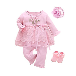 foohinck Baby Girl Clothes 0 to 3 Months Newborn Rompers Clothes Bow Lace Princess Baby Jumpsuit 0-3 Months Infant