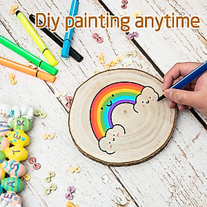 OBTANIM 5 Pcs Natural Wood Slices 6-7 Inch Large Unfinished Round Wooden Circles with Tree Bark for Table Centerpieces DIY Painting Crafts Wedding Christmas Ornaments