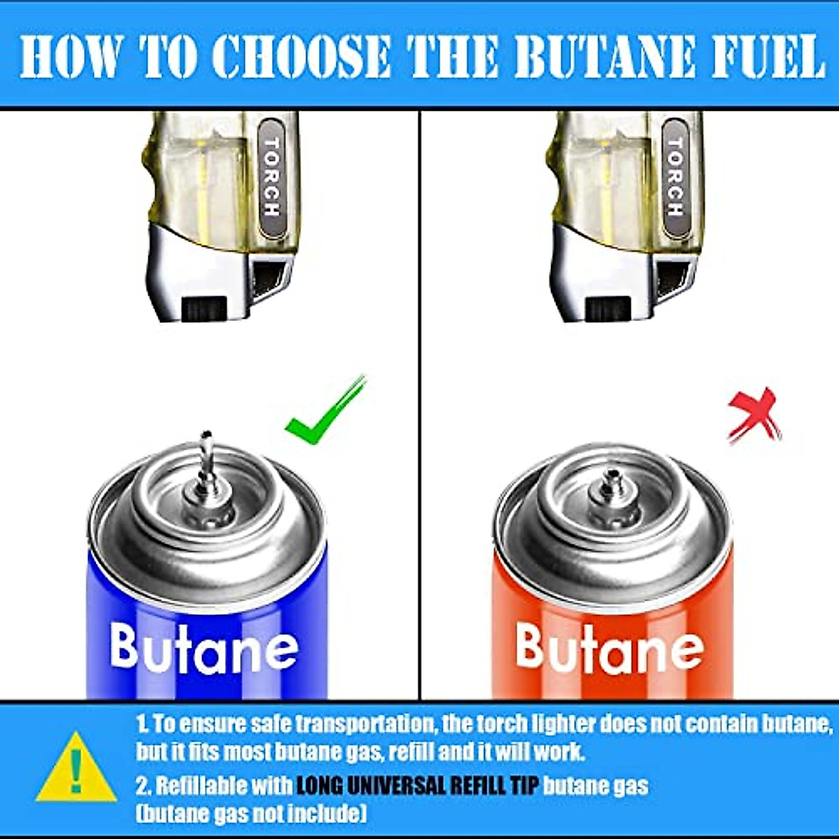 Yeuligo Torch Lighters, Butane Lighter with 360° Flexible Neck and Visible Window, Refillable Grill Lighter with keyhole, Clear(without Gas)