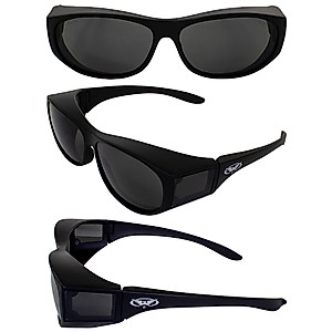 Global Vision Escort Safety Glasses Fit Over Most Eyewear Smoke Lenses (Black Smoke)